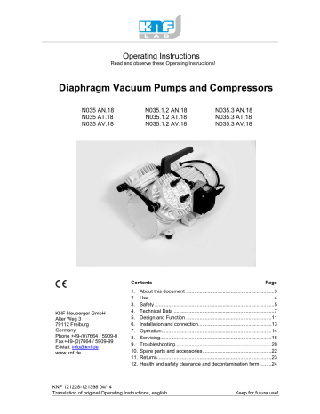KNF N035.3 AT.18 Operating Instructions Manual | Manualzz