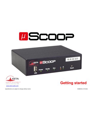Aeta Audio Systems SCOOP STUDIO Getting Started | Manualzz