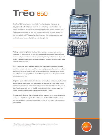 palmOne Treo 650 Quick Manual | Manualzz