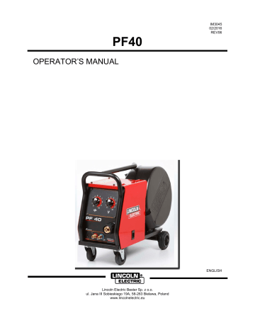 Lincoln Electric pf40 Operator's Manual | Manualzz
