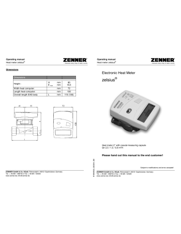 Zenner zelsius Operating Manual | Manualzz