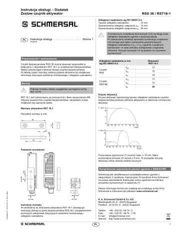 schmersal RST16-1 Instrukcja obsługi | Manualzz