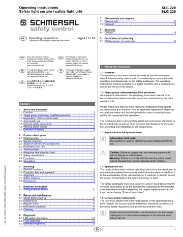 Schmersal SLC 220-E/R0625-30-RFB Operating Instructions | Manualzz