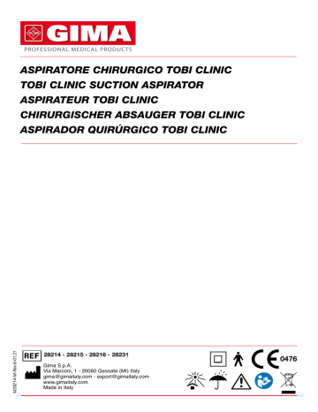 Gima 28231 TOBI CLINIC SUCTION ASPIRATOR Owner's Manual | Manualzz