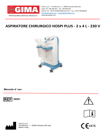 Gima 28201 HOSPI PLUS SUCTION 2x4 l jar 230V Manuale del proprietario ...
