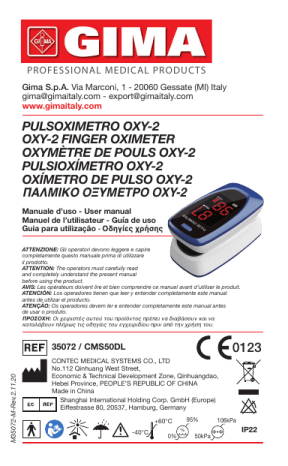 Gima 35072 OXY-2 FINGER OXIMETER Manual do proprietário | Manualzz