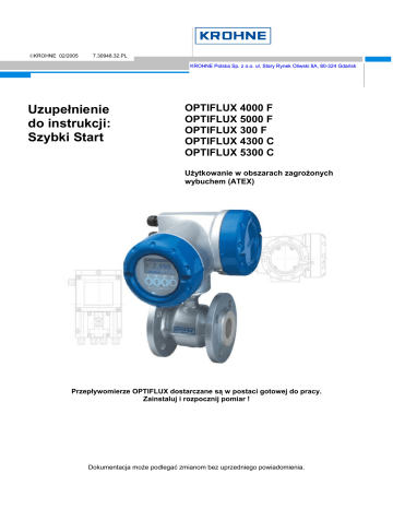 KROHNE OPTIFLUX 2000 | 4000 | 5000 | 6000 | 7000 Instrukcja obsługi | Manualzz
