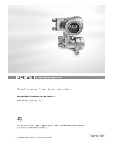 Krohne OPTISONIC 3400 | UFC 400 Foundation Fieldbus Supplementary ...