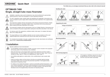 Krohne OPTIMASS 7400 Quick Start Guide | Manualzz