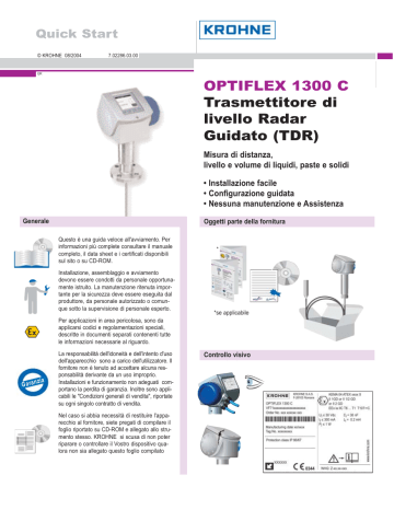 KROHNE OPTIFLEX 1300 C Guida Rapida | Manualzz