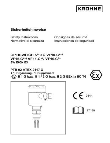 Krohne OPTISWITCH 5xx0 SW E60N Ex Owner's Manual | Manualzz