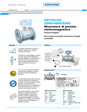 KROHNE OPTIFLUX 2000 | 4000 | 5000 Guida Rapida | Manualzz