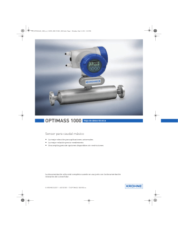 KROHNE OPTIMASS 1000 Ficha de datos | Manualzz