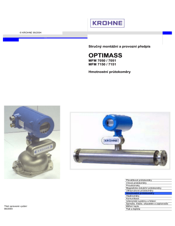 KROHNE OPTIMASS Návod na obsluhu | Manualzz