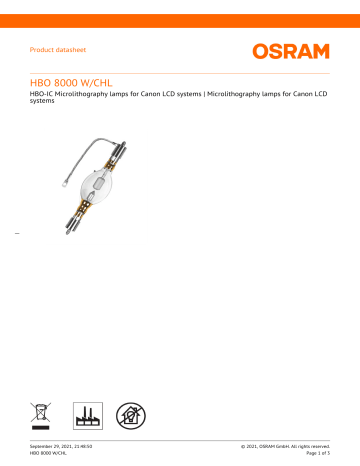 Osram HBO 8000 Data Sheet | Manualzz