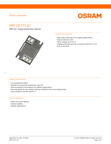 Osram SPD 20 275 G2 Data Sheet | Manualzz