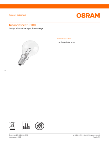 Osram Incandescent 8100 Data Sheet | Manualzz