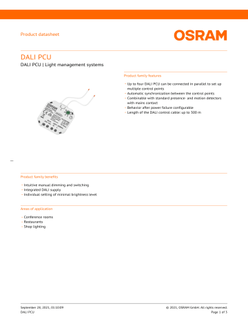 Osram DALI PCU Data Sheet | Manualzz