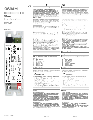 Osram DALI Sensor Coupler HF LS LI Installation Guide | Manualzz