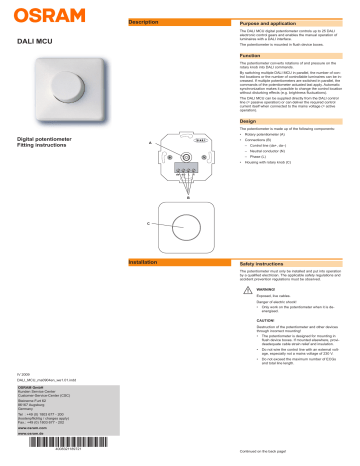Osram DALI MCU Installation Guide | Manualzz