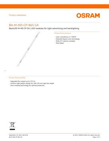 Osram BA-M-HO-CP-865 G4 Data Sheet | Manualzz