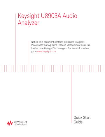 Keysight U8903A Audio Analyzer Quick Start Guide | Manualzz