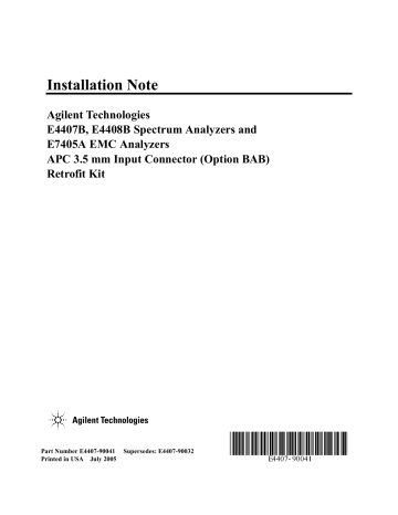Keysight E4407B & E4408B Spectrum Analyzers APC 3.5mm Input Connector ...