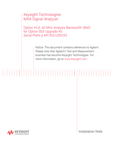 Keysight MXA Signal Analyzer Option HL9 Installation Guide | Manualzz