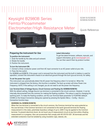 Keysight B2980B Series Femto/Picoammeter and Electrometer/High ...
