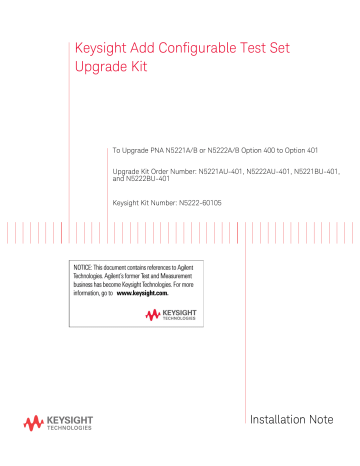 Keysight Add Config Test Set Upgrd Kit to Upgrd N5221A/B and N5222A/B ...
