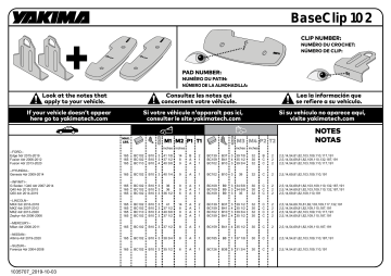 YAKIMA BaseClip Clips for BaseLine Towers Mode d'emploi | Manualzz