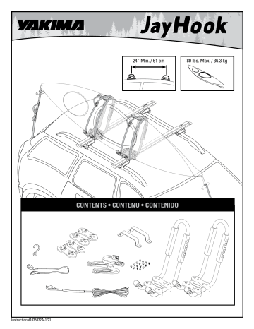 Yakima JayHook J-Cradle Rooftop Kayak Mount Instructions | Manualzz