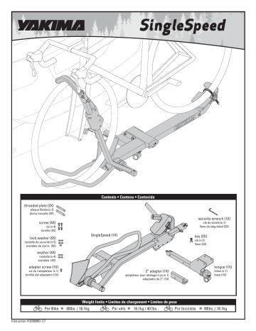 YAKIMA SingleSpeed Single Bike Tray Hitch Rack Mode d'emploi | Manualzz
