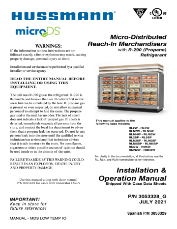 Hussman RLN-SP Display Case Installation Manual | Manualzz