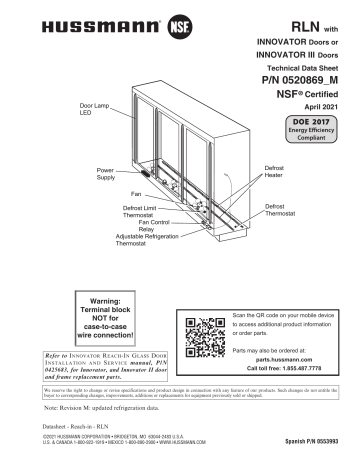 Hussman RMN Display Case Data Sheet | Manualzz