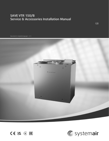 Airflow control. SystemAir SAVE VTR 150/B L 1000W, SAVE VTR 150/B R ...
