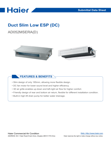Haier DUCT SLIM LOW ESP User Guide | Manualzz