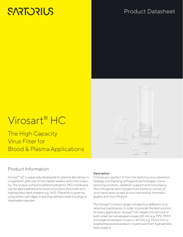 Virosart HC 10" Standard Filter Cartridge User Manual | Manualzz