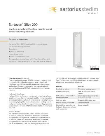 Sartocon Slice 200 Hydrosart® Cassette User Manual | Manualzz