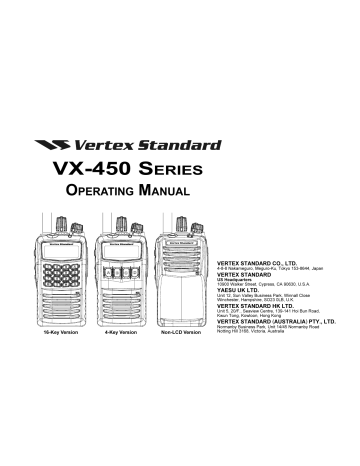Vertex Standard VX-450 series Operating Manual | Manualzz