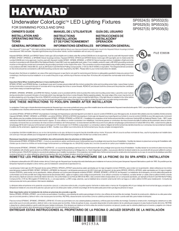 Hayward ColorLogic SP0532S, ColorLogic® 4.0 Owner's Manual | Manualzz