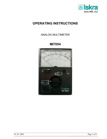 Iskra MI7054 Operating Instructions Manual | Manualzz