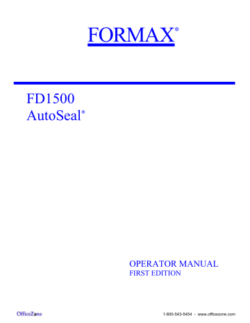 Formax FD 1500 AutoSeal Operator's Manual | Manualzz