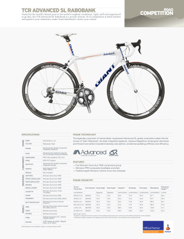 Giant TCR ADVANCED SL RABOBANK Datasheet | Manualzz