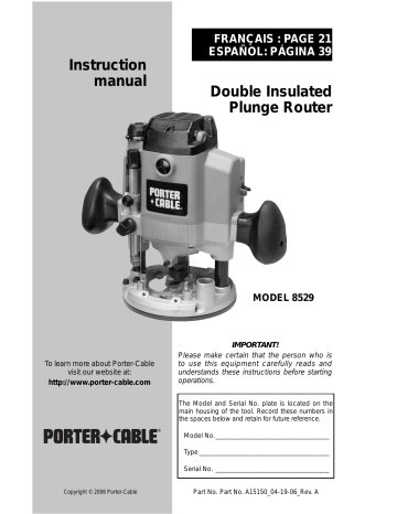 Porter-Cable 8529 Instruction Manual | Manualzz