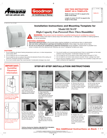 Goodman HUM-FP Installation Instructions | Manualzz