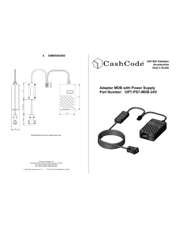 CashCode OPT-PS7-MDB-24V User Manual | Manualzz