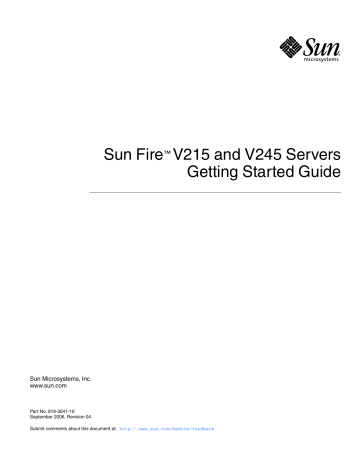 Sun Microsystems Sun Fire V245 Getting Started Guide | Manualzz