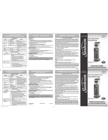 Sunbeam SCM631 Instruction Leaflet | Manualzz