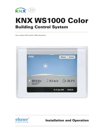Elsner WS1000 Color Installation And Operation Manual | Manualzz